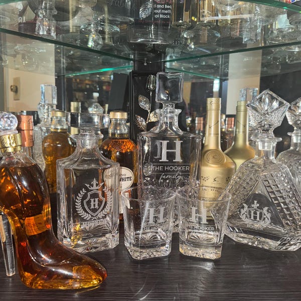 Personalized Whiskey Decanter Set With Box, Custom Engraved Decanter ...