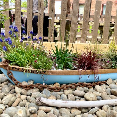 Large Boat Planter, Personalised, Plant/flower Pot, Garden, Pond, Home ...