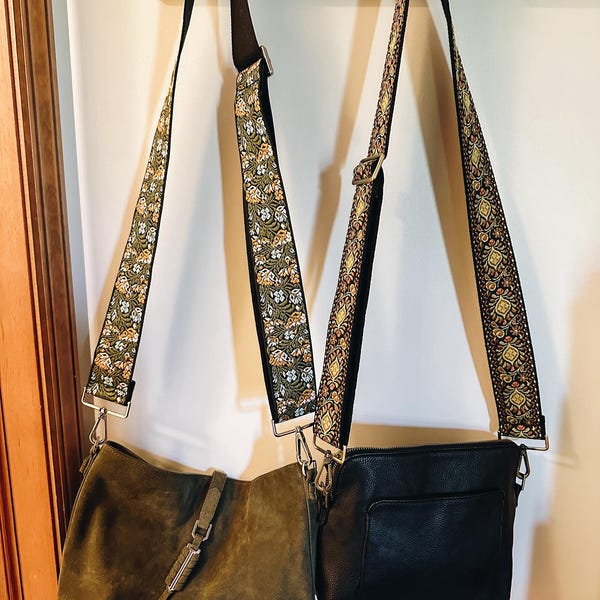 Slim Retro Purse Strap, Geometric Pattern, Replacement Crossbody Strap - Etsy