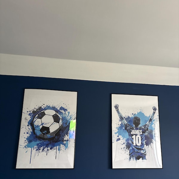 Soccer Wall Art, Soccer Poster, Soccer Prints, Navy Boys Room Decor, Football Prints, Soccer ...