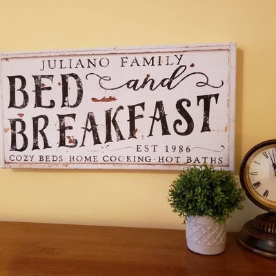 Bed and Breakfast Sign Modern Farmhouse Wall Decor Custom Family Name ...