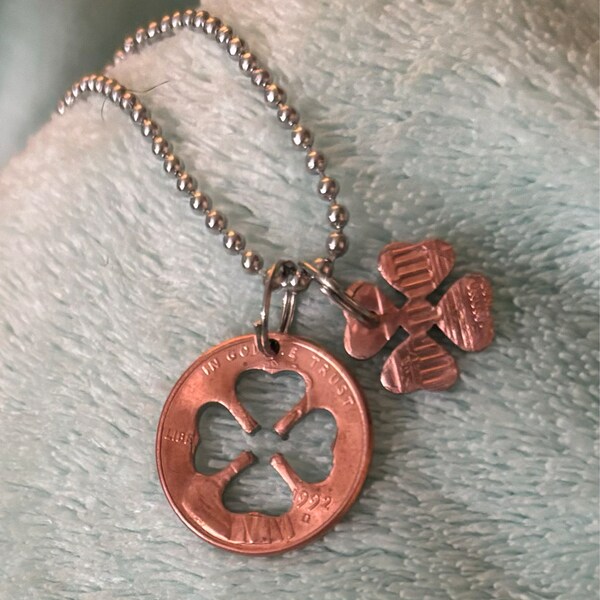 St. Patrick's Day Custom Gift Lucky Penny Four Leaf Clover Necklace ...