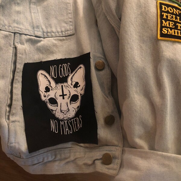 No Gods No Masters Patch, No Idols Patch, Cat Patch, Sphinx Patch, Cat Patch, Satan Patch, Back ...