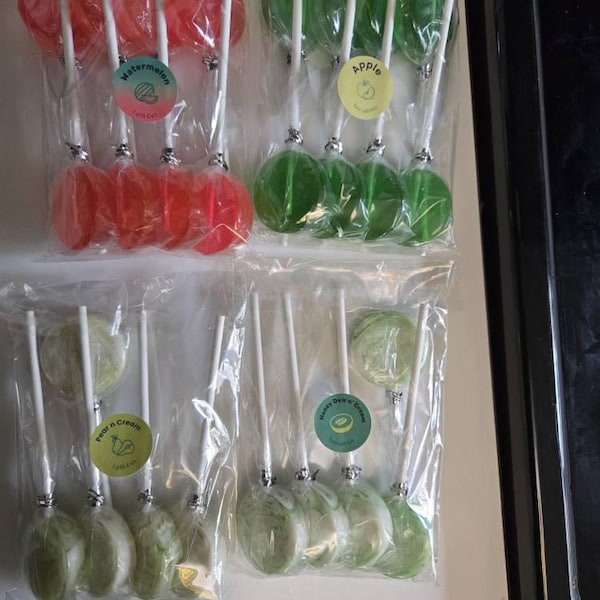 Set/16 Strawberry and Cream Lollipops - Hard Candy Lollipop - Birthday ...