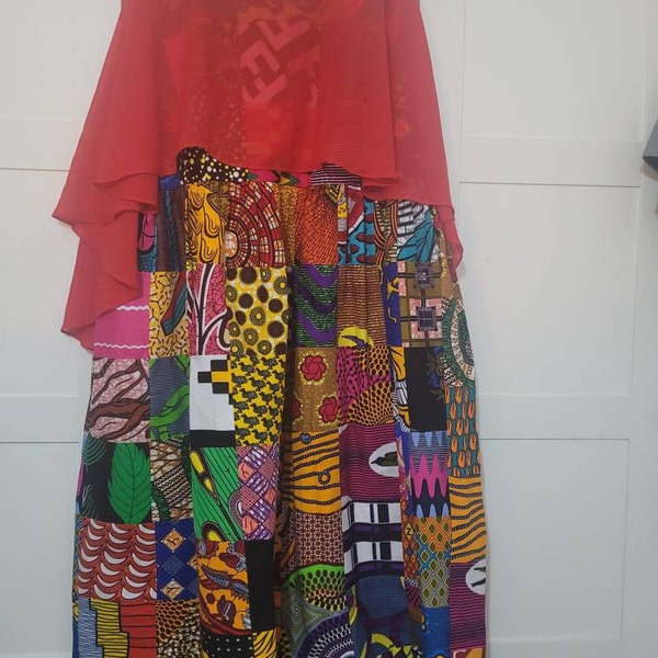 PATCHWORK African Printed Fabric Sleeveless Maxi/full Length Dress 100% ...