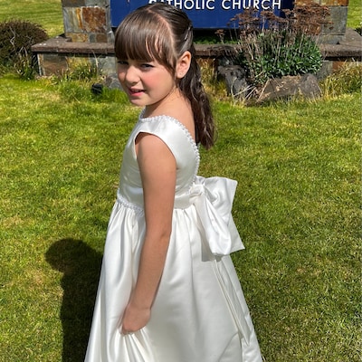 Satin Flower Girl Dress,girl Wedding Dress,ivory Flower Girl Dress ...