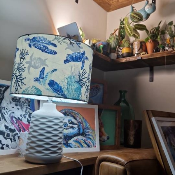 Nautical Lampshade, Sea Turtle Lamp Shade, Ocean Lampshade, Blue Sea ...