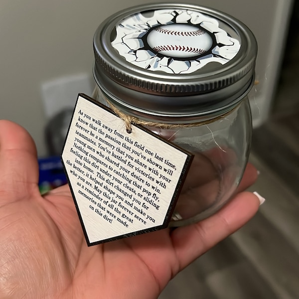 Personalized Baseball Senior Gift Dirt Jar Tag, Printed Home Plate Tag ...