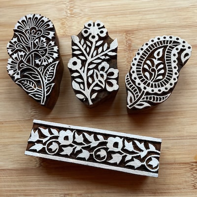 Wooden Block Stamps Printing Block Wooden Stamps Print on Fabric, Clay ...