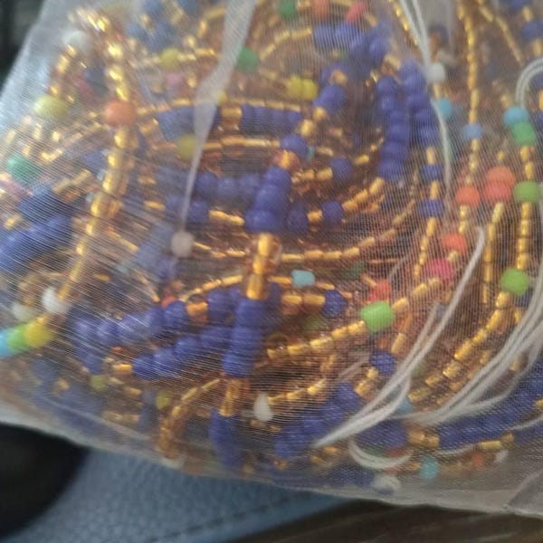 PLUS SIZE TIE on Waist Beads, Waist Beads, Waist Bead Set, Thread Waist ...