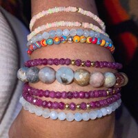 DRUZY MALA BEADS Rose Quartz Mala Necklace Aquamarine Multi-gemstone ...