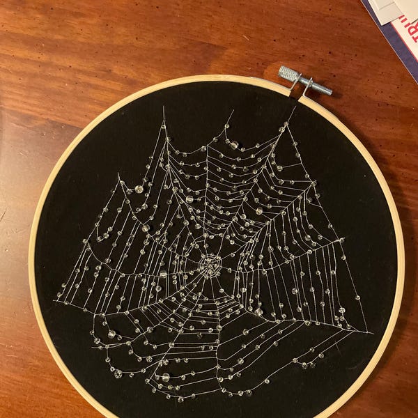 Embroidered Spider-web With Branch and Spider. - Etsy
