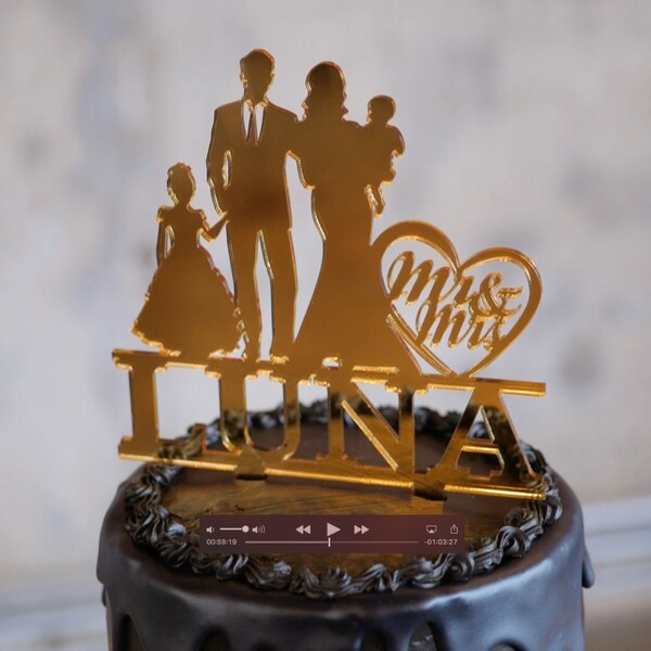 Family Cake Topper With Kids, Wedding Cake Topper, Couple Cake Topper ...