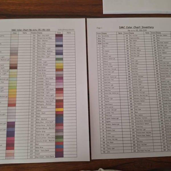 DMC Floss Color Chart PDF Download File DMC Threads Color Shade Chart ...