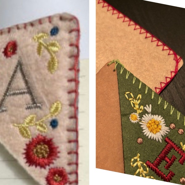 Personalized Hand Embroidered Corner Bookmark 26 Letters and 4 Seasons ...