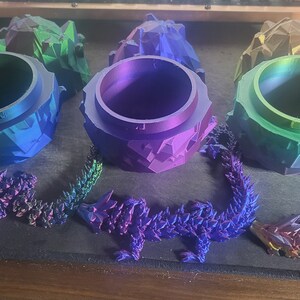3D Printed Crystal Dragon, Dragon Egg, Articulated Dragon Figurine ...