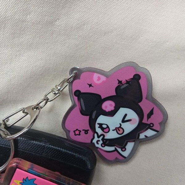 Cherry Blossom Cutie Goth Cinnamon Bunny Acrylic Carabiner Keyring ...