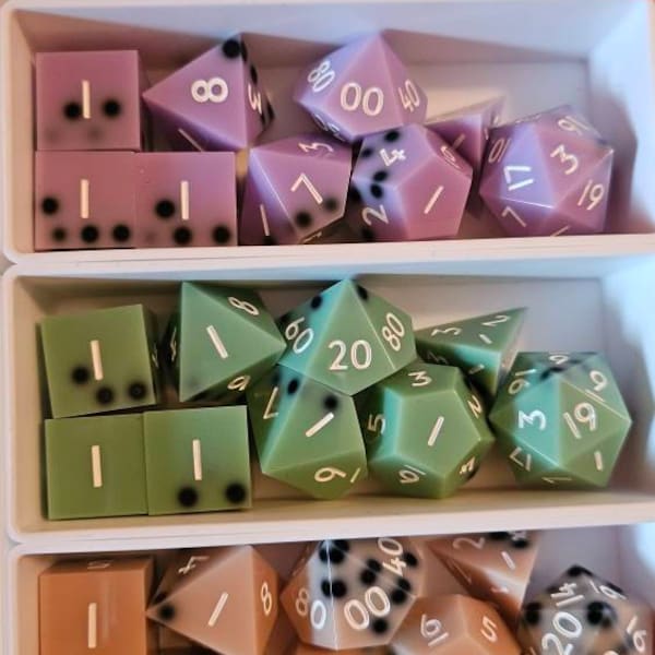 Matcha Milk Tea Boba Dice - Kawaii Dice, Boba Dice, Handmade Resin ...