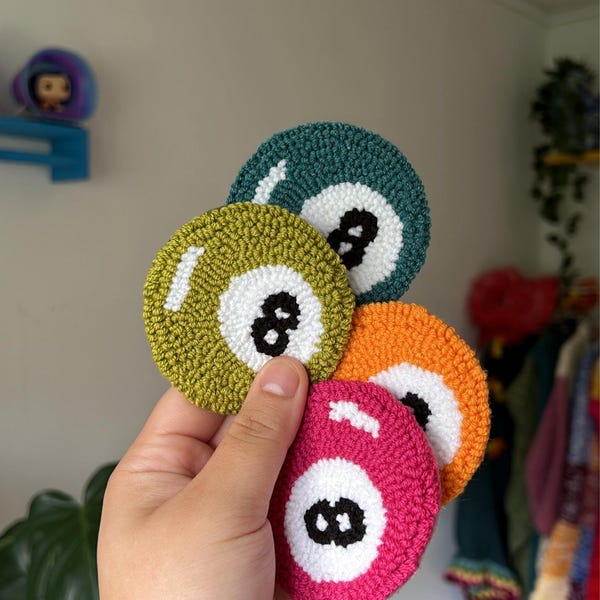 Pink Bow Coaster, Cherry Punch Needle Coaster,cherry and Bowl Mug Rugs ...