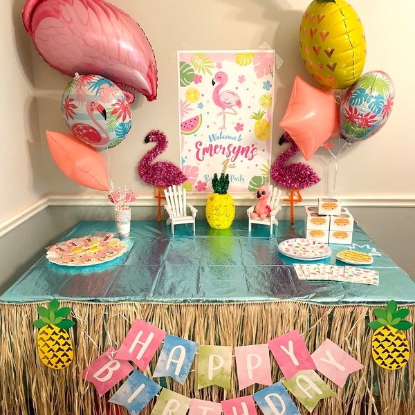Flamingo Banner. Flamingo Birthday Party Decorations. Pineapple Party ...
