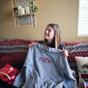 Fall Leaf Embroidered Crewneck | Etsy