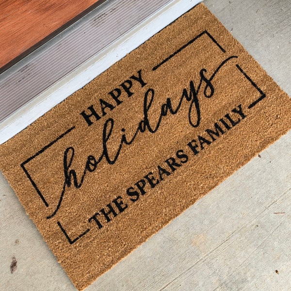 Happy Holidays Doormat, Holiday Doormat, Merry Christmas Doormat ...