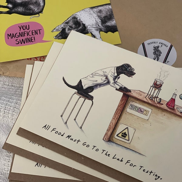 All Food Must Go to the Lab for Testing Card - Black Lab Card - Black ...