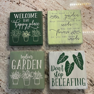 Rustic Plant Themed Mini Signs, Rustic Farmhouse Decor, Indoor Garden ...