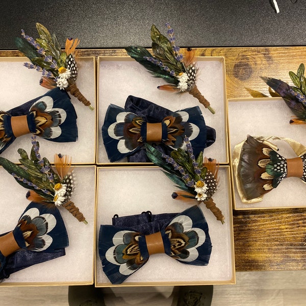 Mallard Duck Wrist Corsage Navy Feather Prom Wristlet Bride Wedding ...