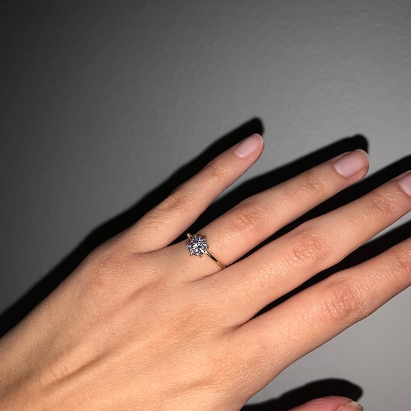 14K Solid Gold 6-prong Round Cut Solitaire Moissanite Engagement Ring 1 ...