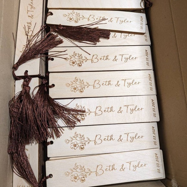 Personalized Bookmark Wedding Favors, Wood Engraved Bookmark, Bulk ...