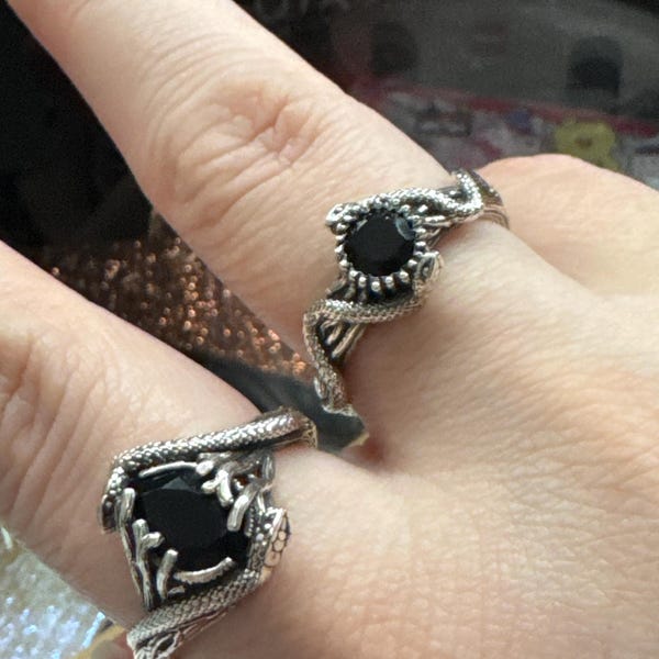 Garnet Snake and Flower Ring, Nature Inspired Ring, Magical Garden Ring ...