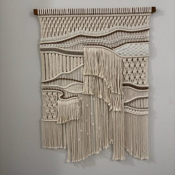 Abstract Fiber Macrame Wall Art, Unique Textured Wall Decor, Japandi ...