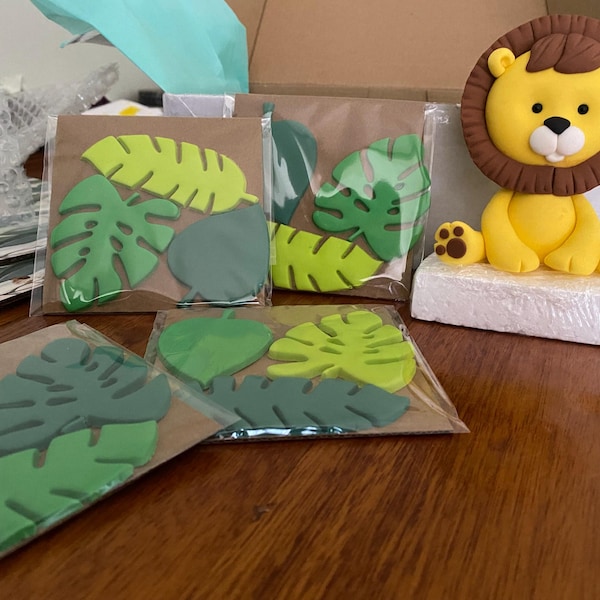 Edible Fondant Lion & Jungle Leaves Cake Topper Set - Etsy