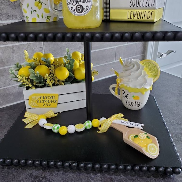 Lemon Tiered Tray Mini Floral Arrangement, Mini Crate for Tiered Tray ...