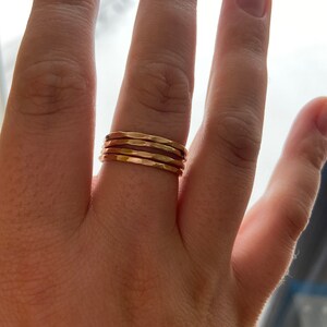 Dainty Gold Ring 7-band Stack Set Gold Ring Set Hammered Gold Rings ...