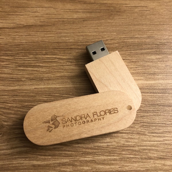 Wooden USB Stick. Wood USB Flash Drive Engraved With Logo or Text ...