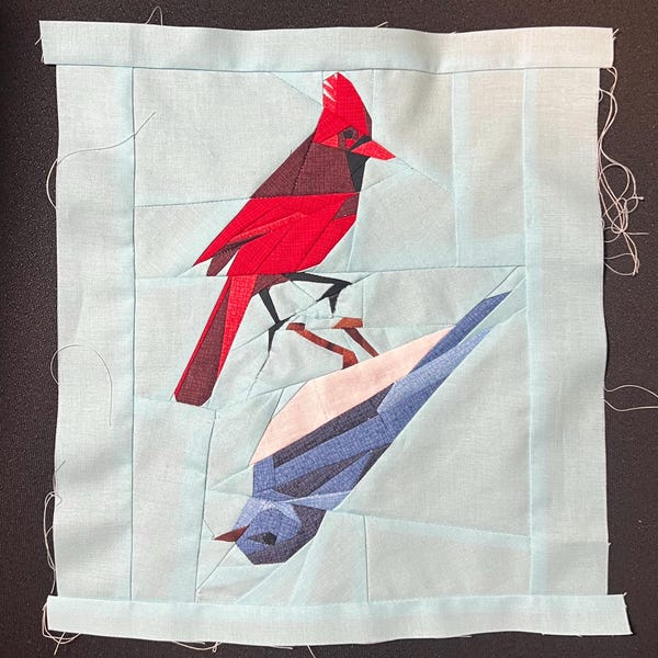 Cardinal Fpp--backyard Birds Series--paper Piecing Quilt Block Pattern ...