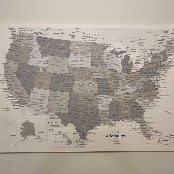 Personalized Push Pin US Map: Rustic Farmhouse Travel Tracker - Etsy