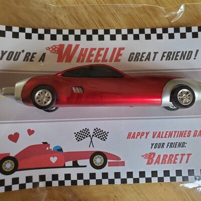 Kids Valentines Cards PRINTED With Race Car Pen, I Wheelie Like You ...