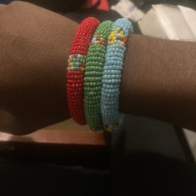 African Beaded Maasai Bangles, African Statement Jewelry for Women ...