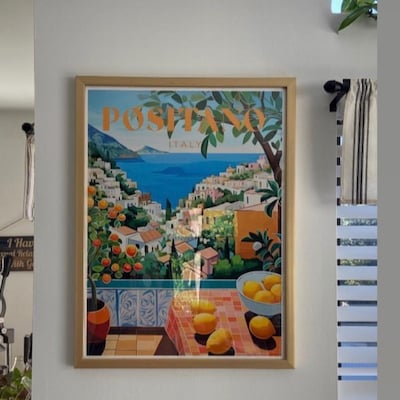 Positano Italy Art Print Poster, Travel Poster, Positano With Lemons ...