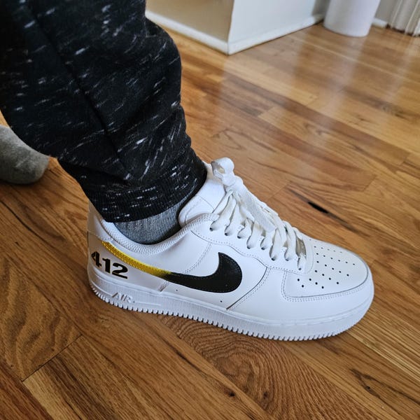 Custom City Skyline/flag Air Force 1 Sneakers NYC Black Swoosh - Etsy