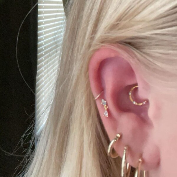 Gold Daith Jewelry Earring, Simple Titanium Minimalist Daith Jewelry ...