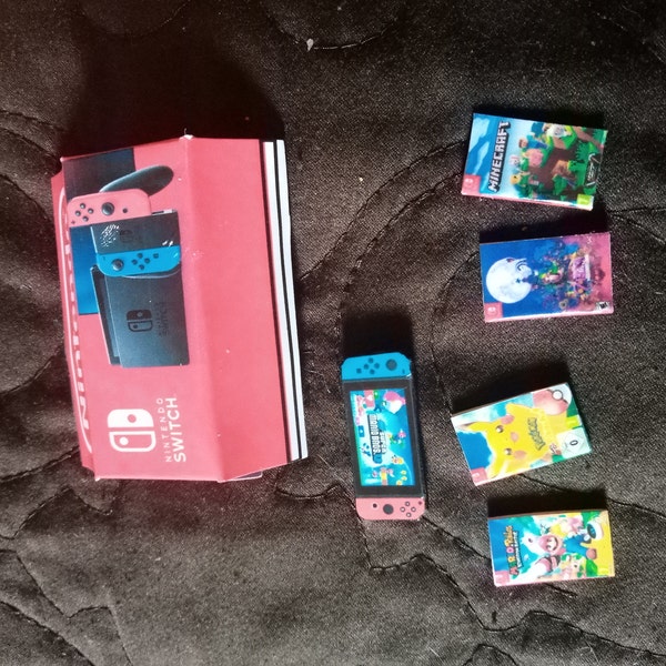 Dolls House Miniature Nintendo Switch Console 4 Games and Box - Etsy