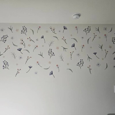 Watercolor Flower Greenery Wall Decals Nature Sticker Boho Nursery ...