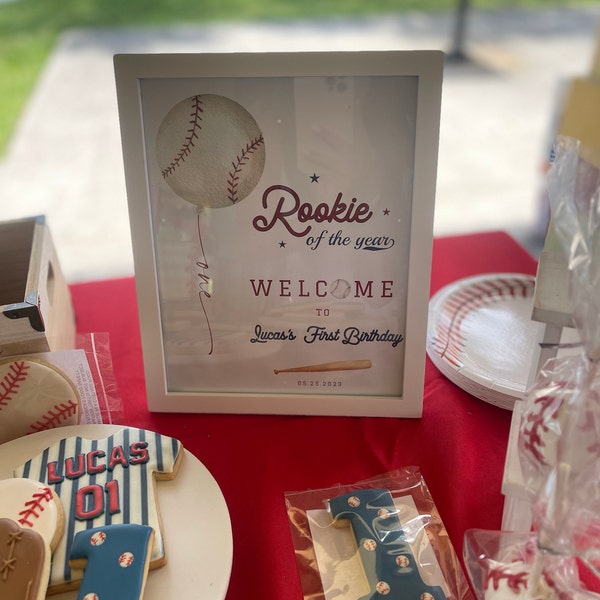 Editable Baseball Birthday Welcome Sign, Baseball Party Poster, Rookie ...