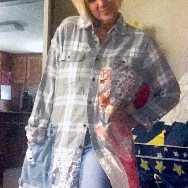 Wrangler Jeans Duster Coat M/L, Upcycled Coat, Stretch Denim ...