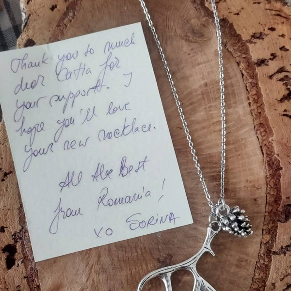 Silver Antler Necklace, Bold Reindeer Pendant, Horn Stag for Wildlife ...