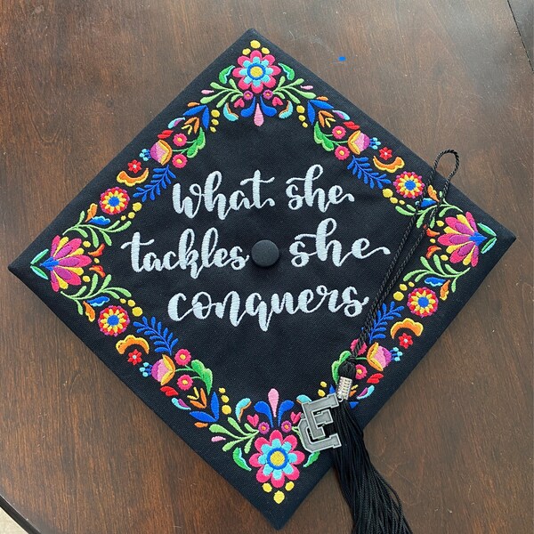 Custom Embroidered Graduation Cap Topper | Personalized Grad Cap ...
